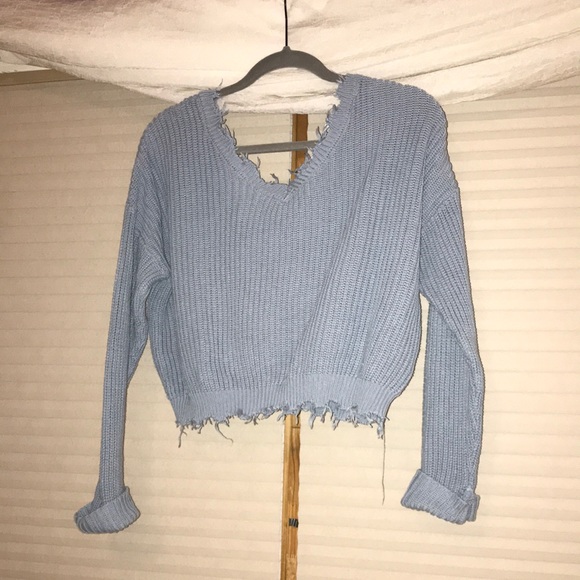 moon & madison | Sweaters | Moon Madison Cropped Sweater Blue | Poshmark